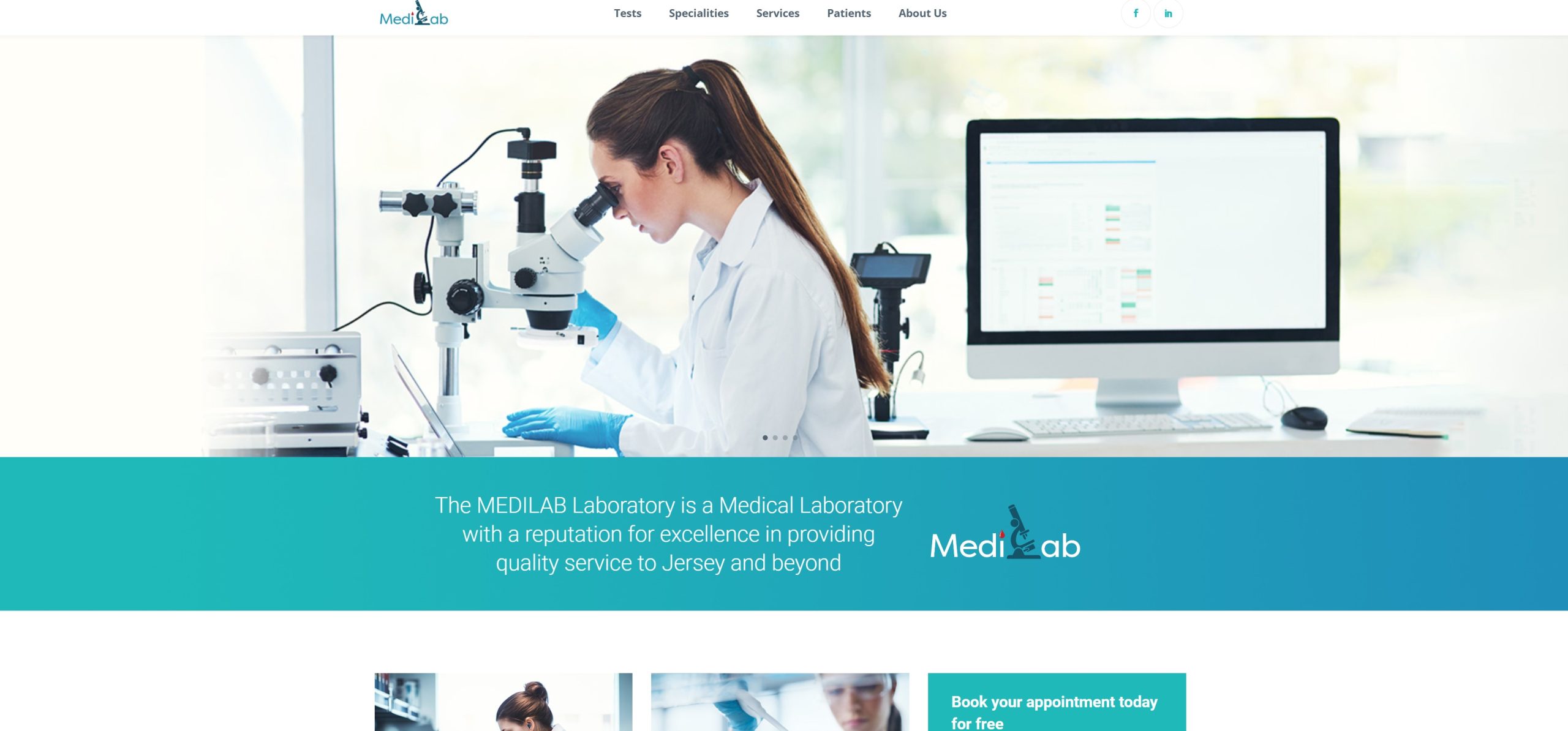 Medilab logo & website - Shiny Koala - Graphic, Web & Digital Agency in Jersey, CI